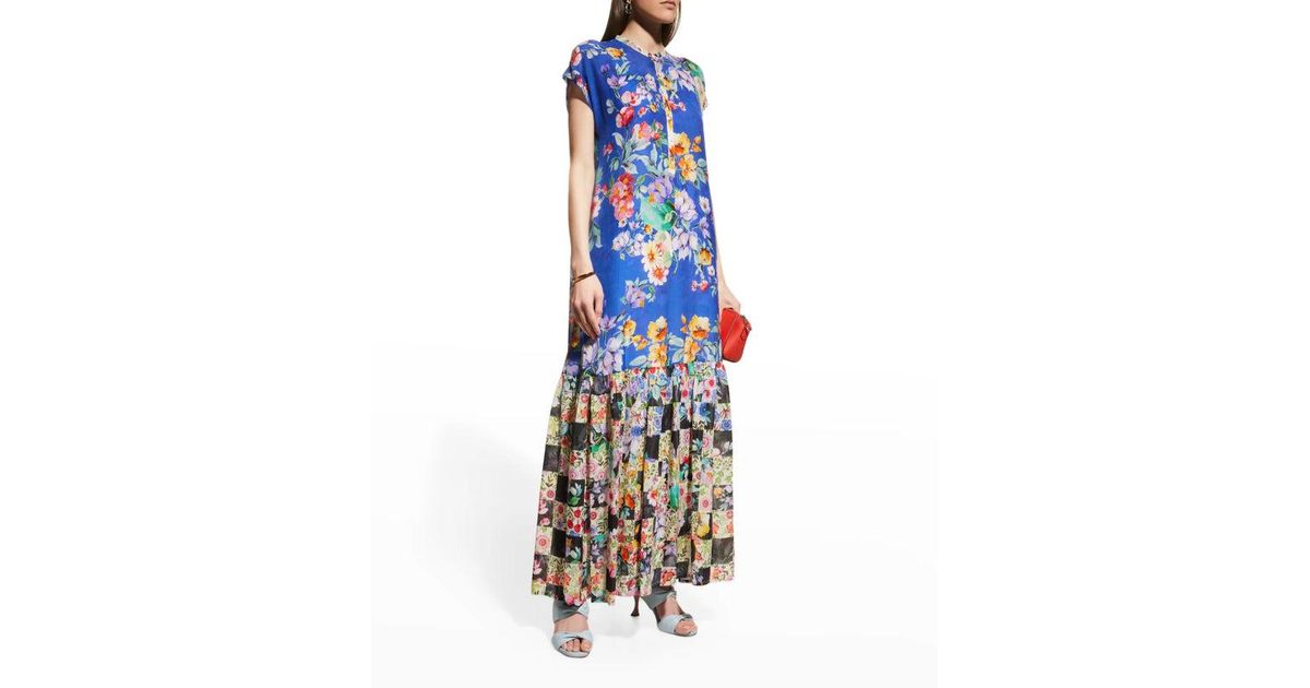 Johnny Was Dress Alba Sky Flower 100% Rayon (slip) in Blue | Lyst