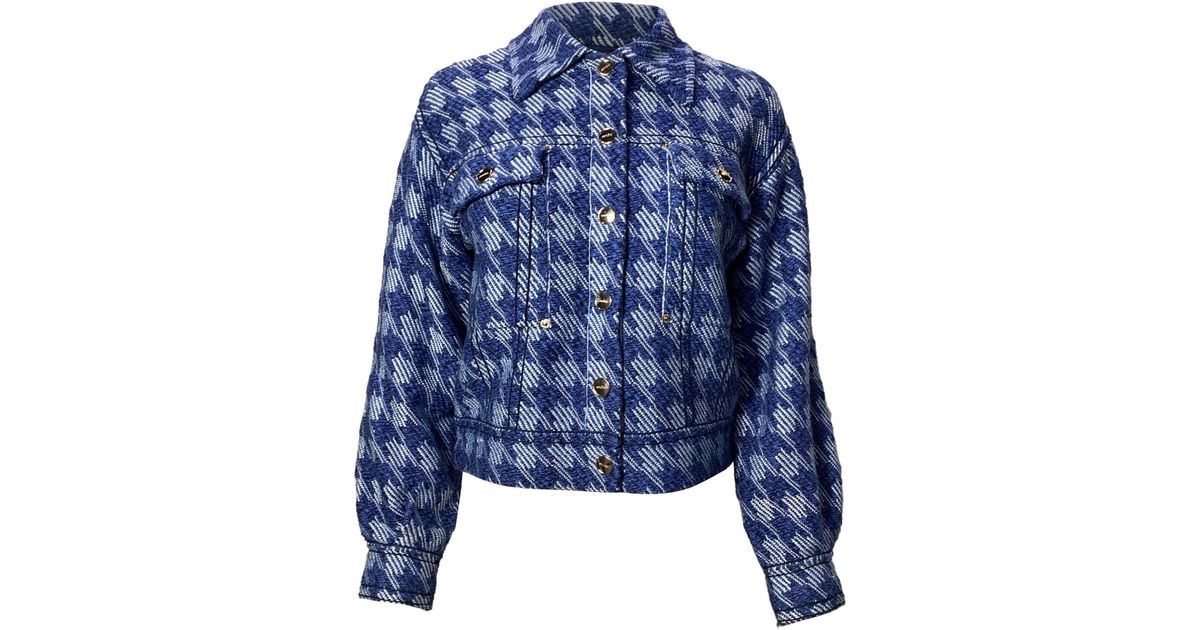 Sandro Sandor Balthazar Houndstooth Jacket in Blue | Lyst