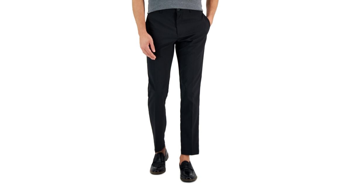 Perry Ellis Stretch Slim Fit Trouser Pants in Black for Men | Lyst