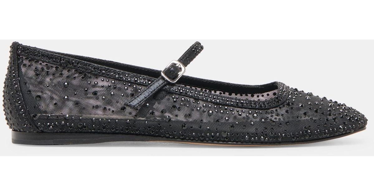 Dolce Vita Reyes Crystal Ballet Flats Mesh in Black | Lyst