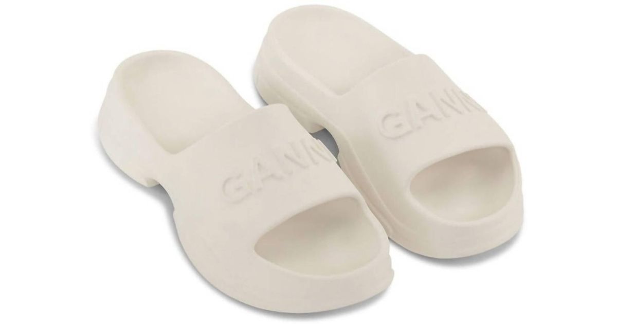 Ganni Pool Slide Sandals in White | Lyst