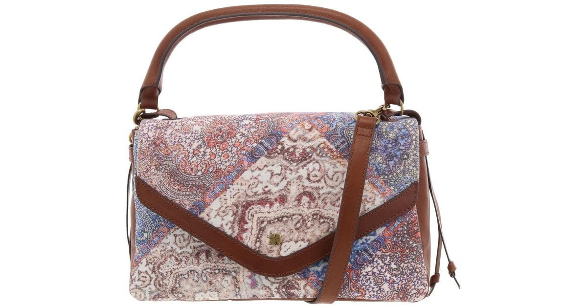 Lucky Brand Love Leather Trim Canvas Shoulder Handbag in Pink | Lyst