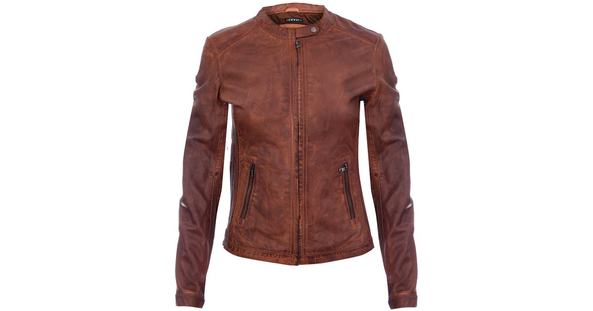 Infinity Leather Tan Leather Biker Jacket-Prague in Brown | Lyst