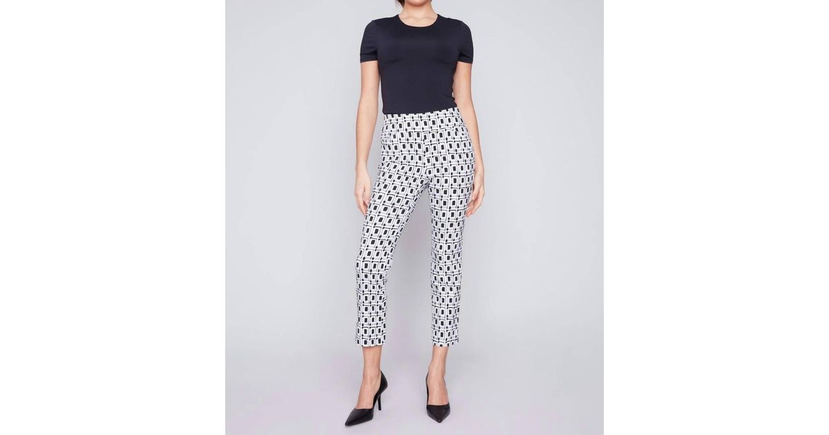Charlie b Checker Print Capri Pants in Blue | Lyst