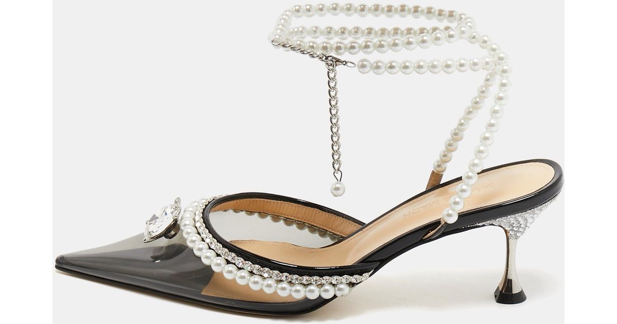 Mach & Mach Pvc Diamond Of Elizabeth Imitation Pearl Pumps in White | Lyst