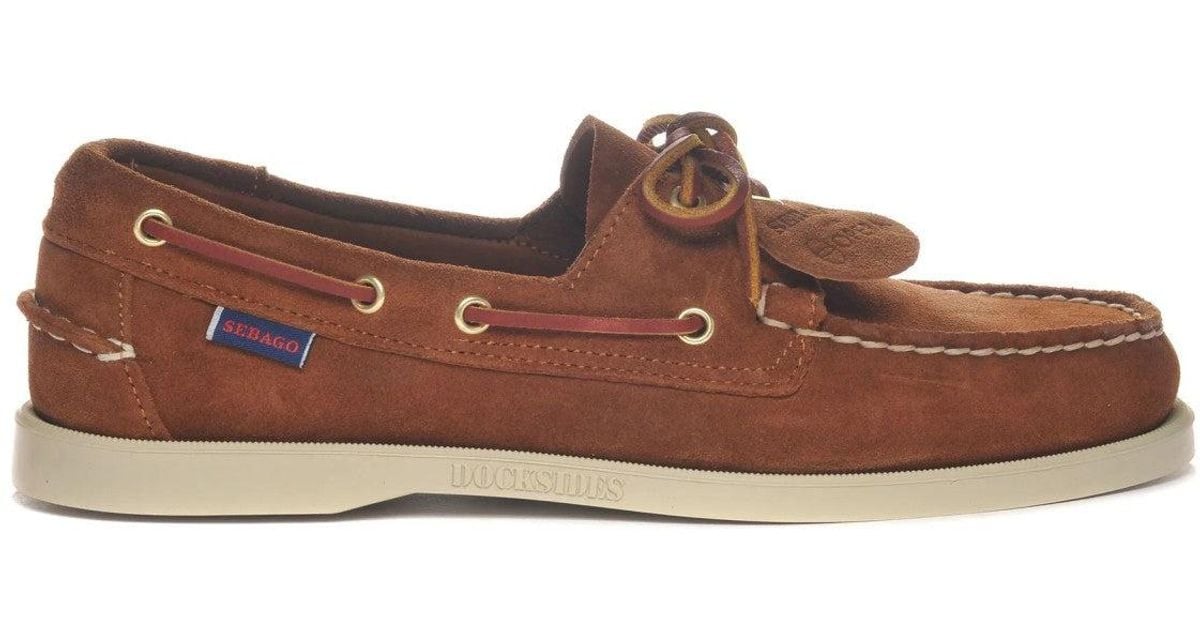Sebago Italian Suede Moccasins With Hand-Stitched Detailing in Brown ...