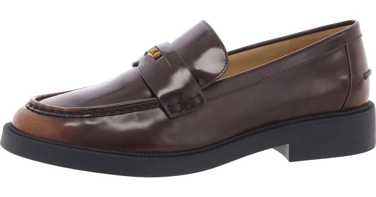 MICHAEL Michael Kors Eden Loafer Distressed Leather Loafers in Brown | Lyst