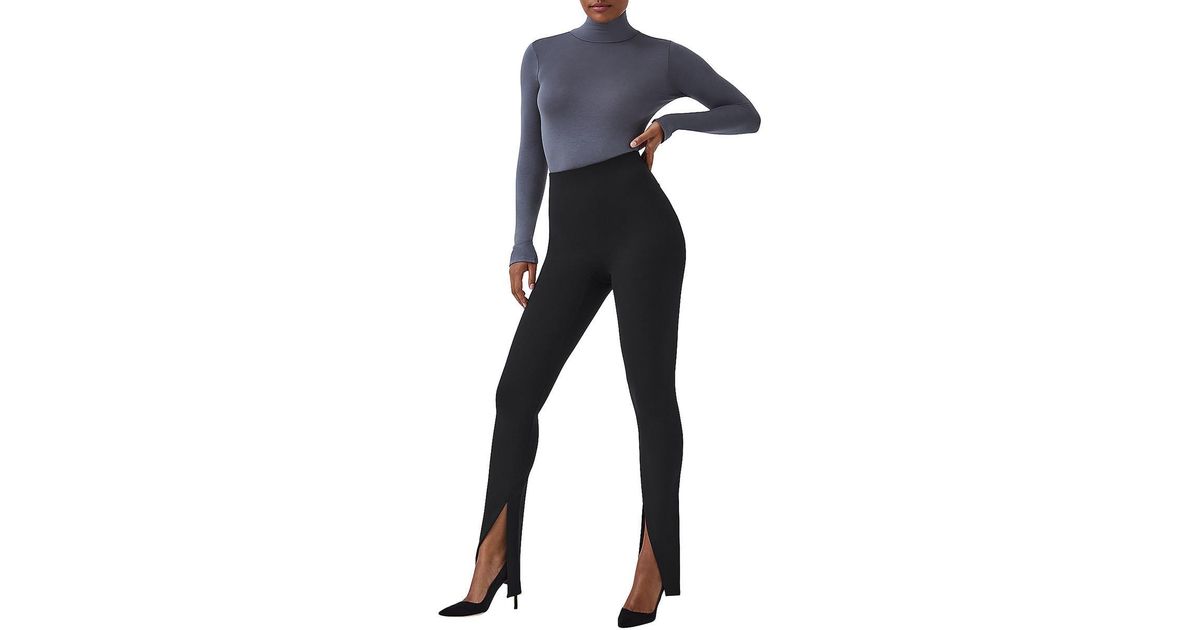 Spanx Mid Waist Front Split Leggings in Blue | Lyst