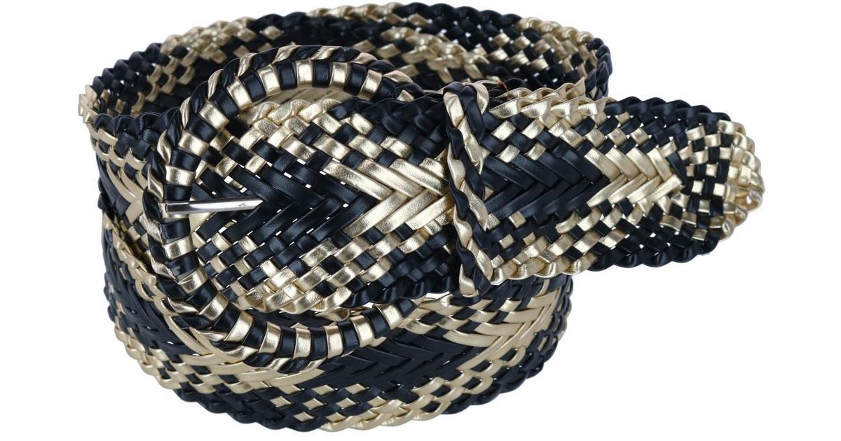 CTM Braided Plaid Wide Belt With Matching Buckle in Black | Lyst