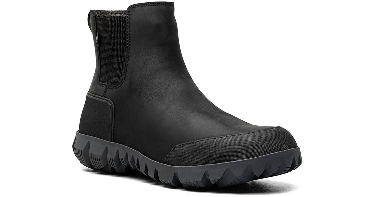 Bogs Waterproof Leather Chelsea Boots in Black for Men | Lyst