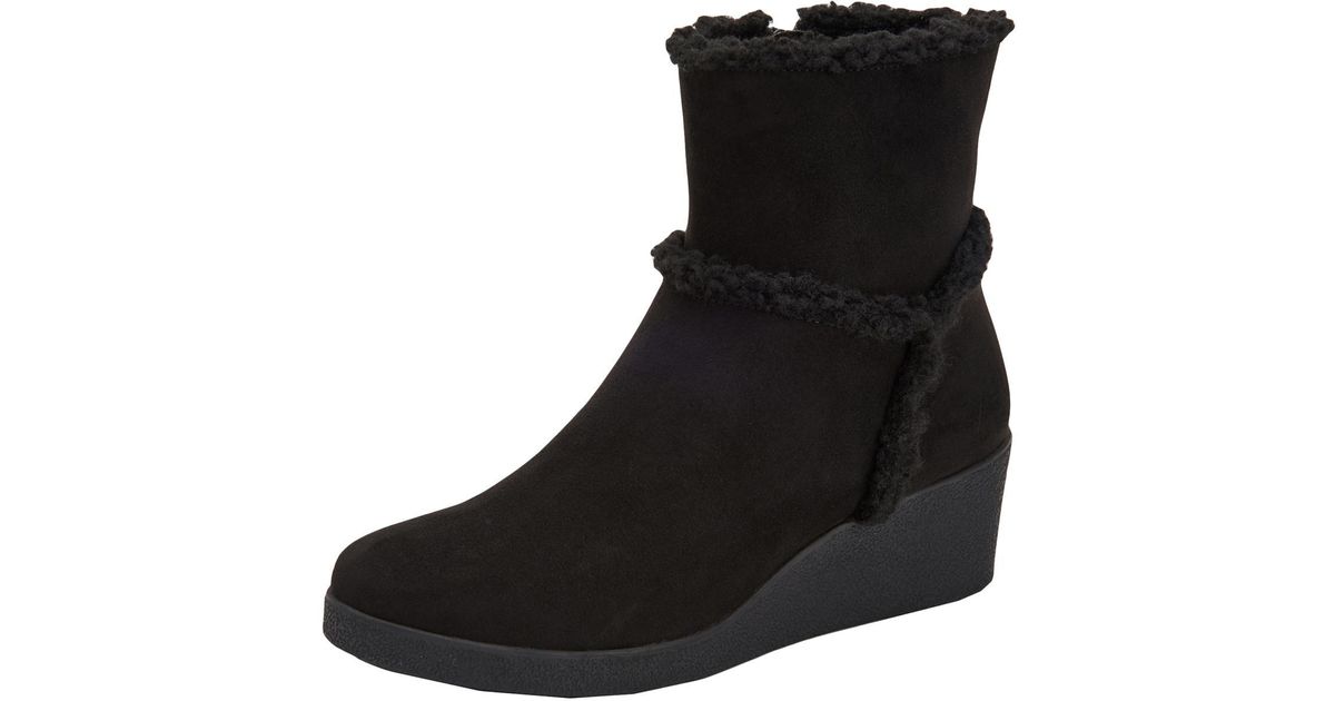 Style & Co. Jordanyy Suede Ankle Wedge Boots in Black | Lyst