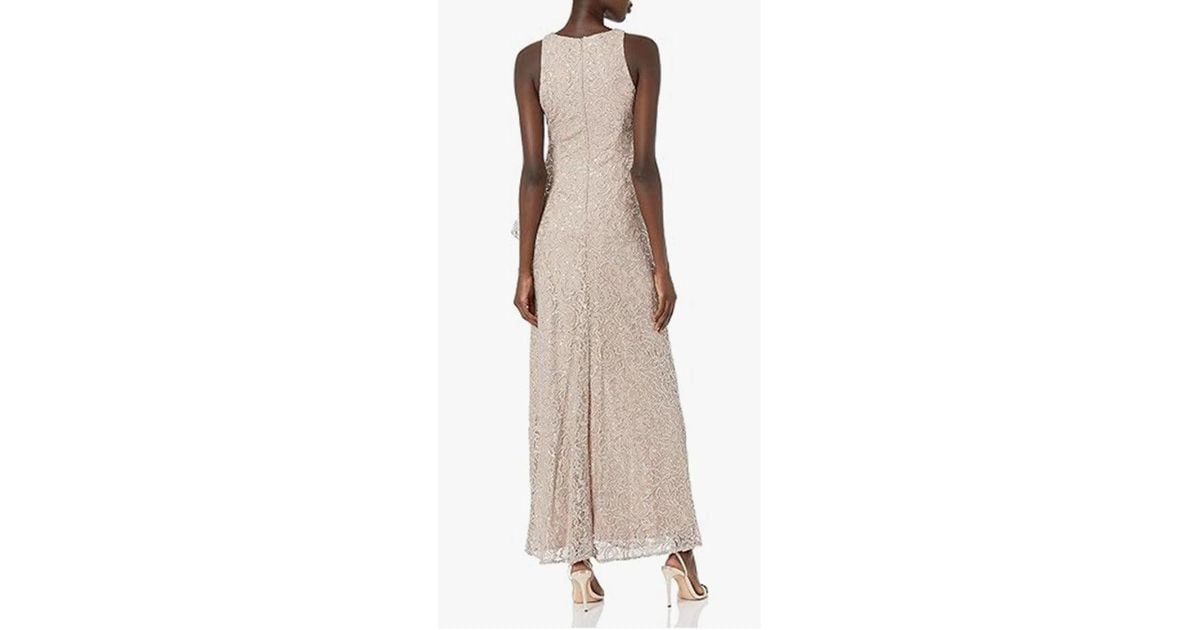 Alex Evenings Long Sleeveless Mother Of The Bride Dress With Cascade ...