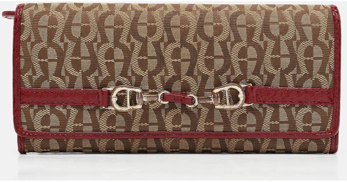 Aigner Signature Canvas And Patent Leather Flap Continental Wallet in ...
