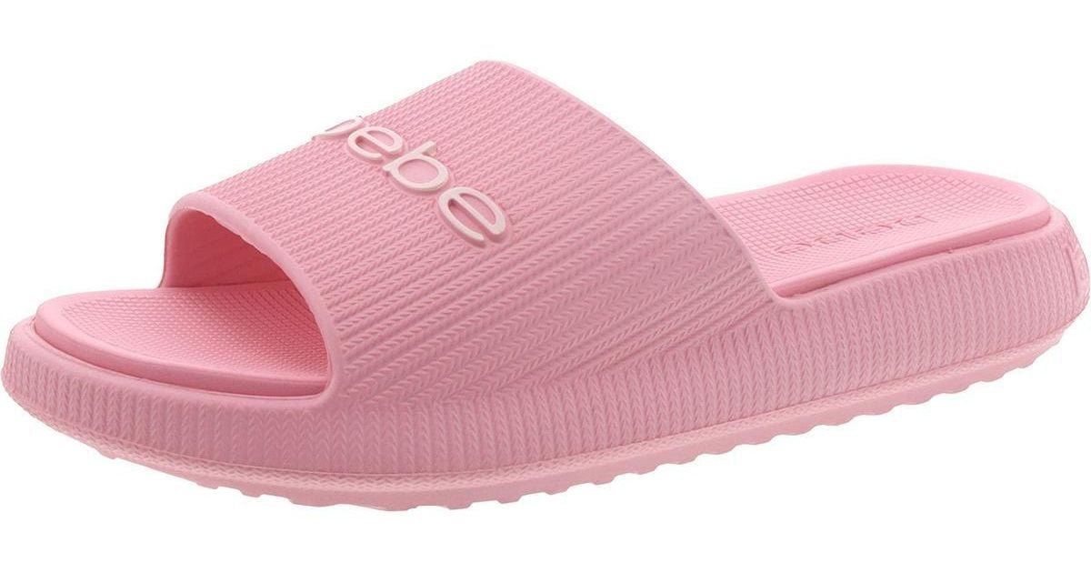 Bebe Caprii Logo Slip On Pool Slides in Pink | Lyst