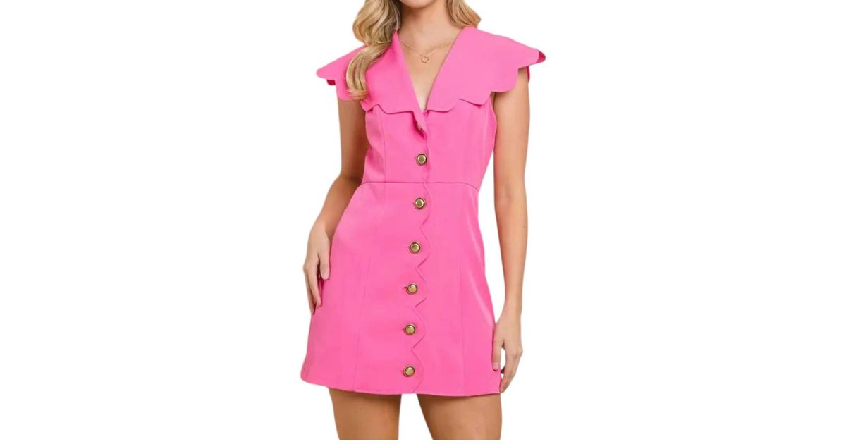 TCEC Scalloped Detail Dress in Pink | Lyst