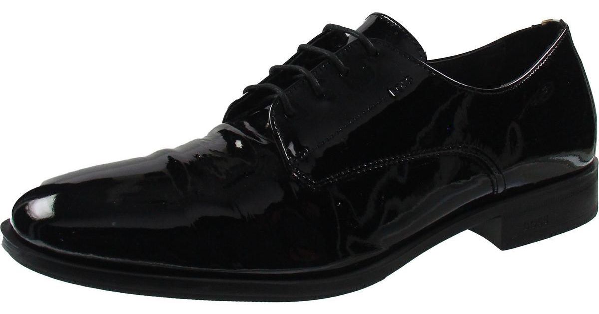 BOSS Colby Lace-Up Patent Leather Derby Shoes in Black for Men | Lyst