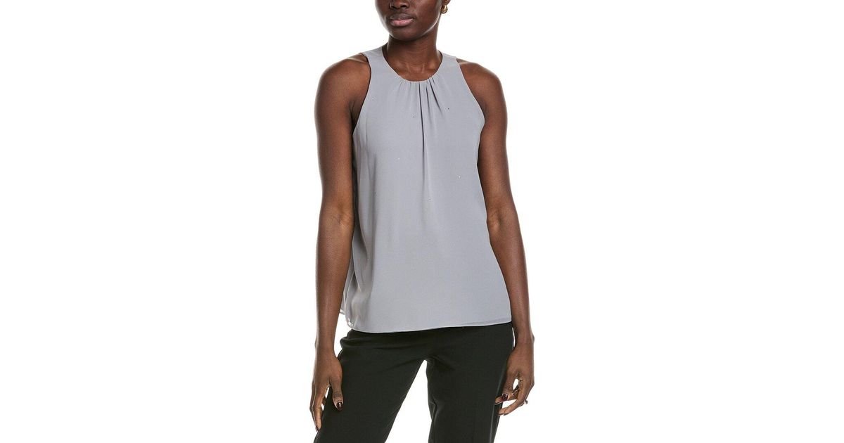 Vince Camuto Shirred Neck Tank in Purple | Lyst