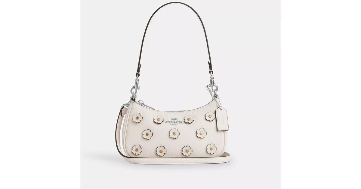 COACH Teri Mini Crossbody Bag With Floral Applique in Natural | Lyst