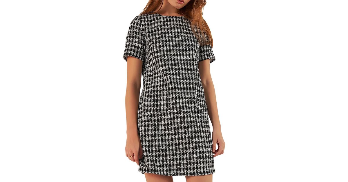 Gracia Tweed Mini Shift Dress in Black | Lyst