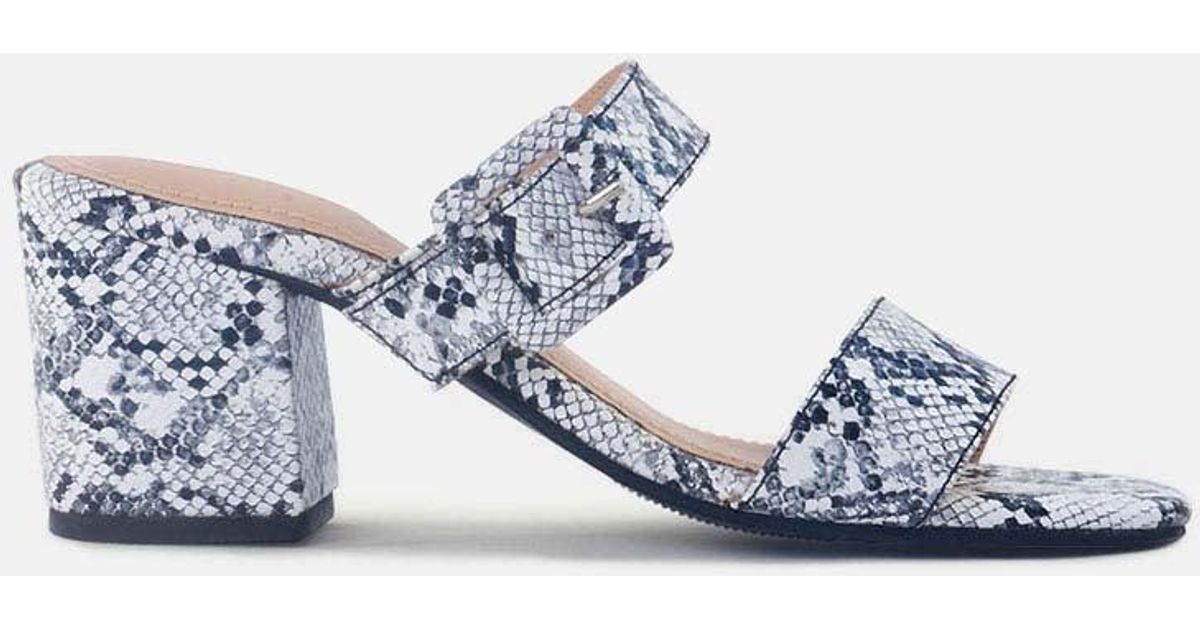 LONDON RAG Doodle Animal Print Block Heel Sandals in White | Lyst