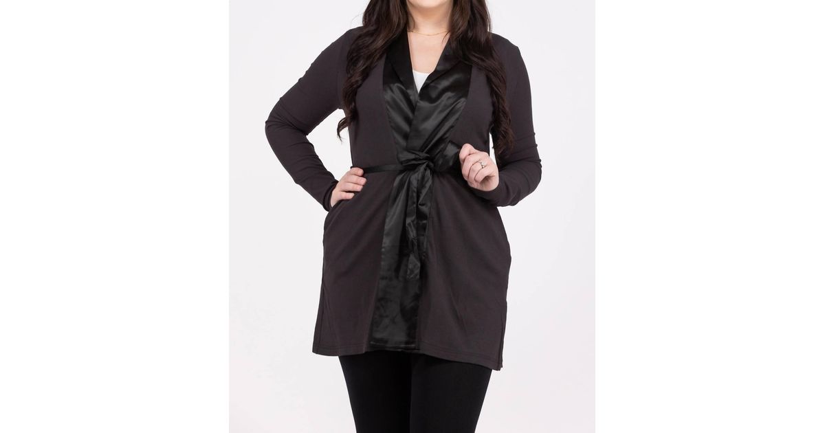 The Royal Standard Classic Slumber Satin Trim Robe in Black | Lyst