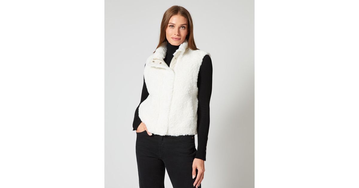 Adrienne Landau Teddy Faux Shearling Vest in White | Lyst