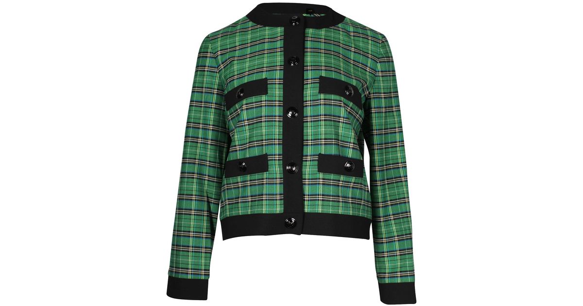 Maje Plaid Jacket in Green | Lyst