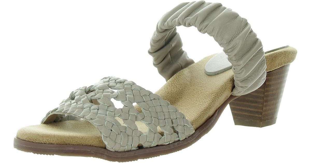 Trotters Mae Woven Faux Leather Slide Sandals in Green | Lyst