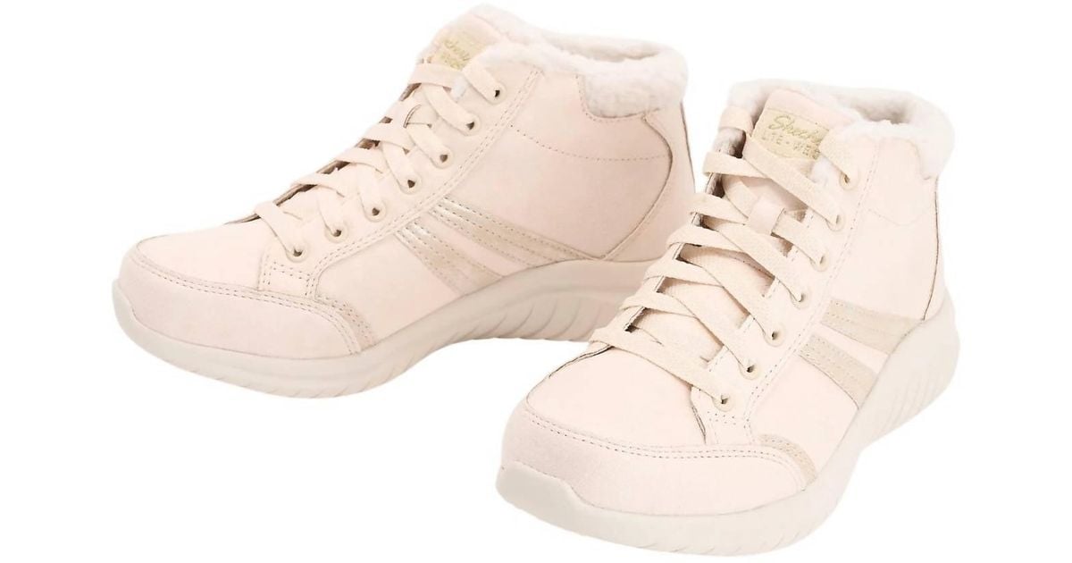 Skechers Ultra Flex Metallic Overlay Boots in Pink | Lyst