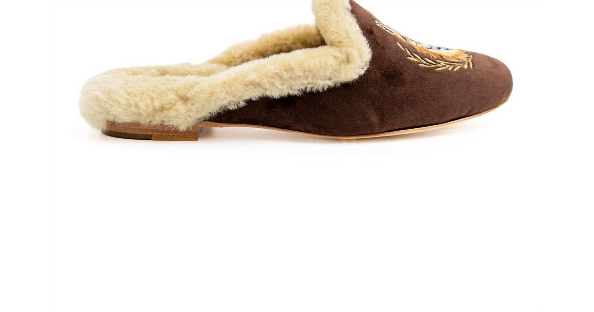 House of Z A L O Fox Velvet Mule in Black | Lyst