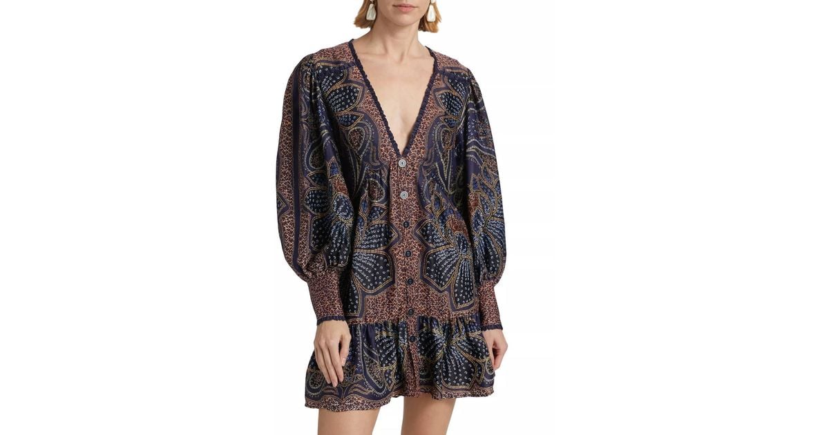 FARM Rio Floral Glam Mini Dress in Gray | Lyst