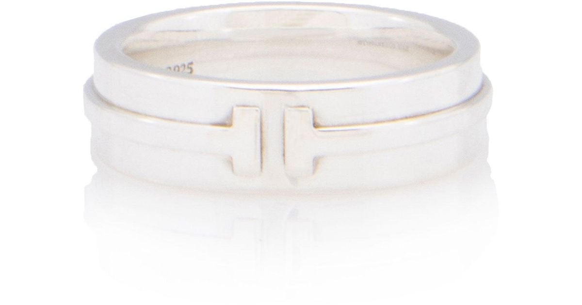 Tiffany & Co. Sterling Tiffany T Ring in White | Lyst