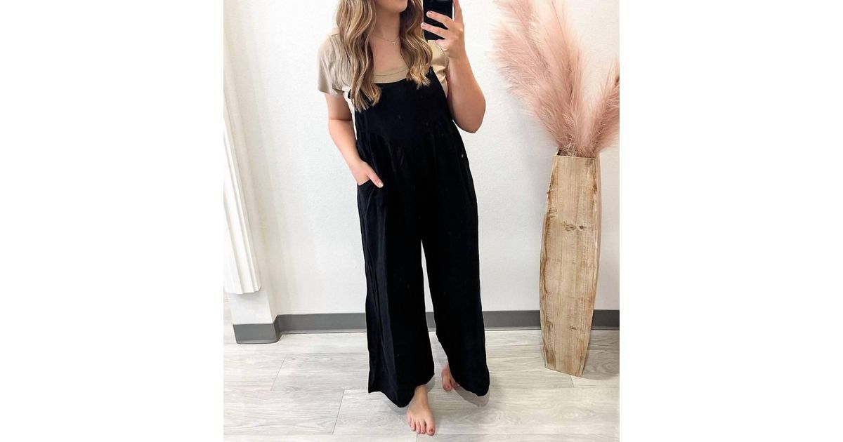 Kori Linen Overalls in Black | Lyst