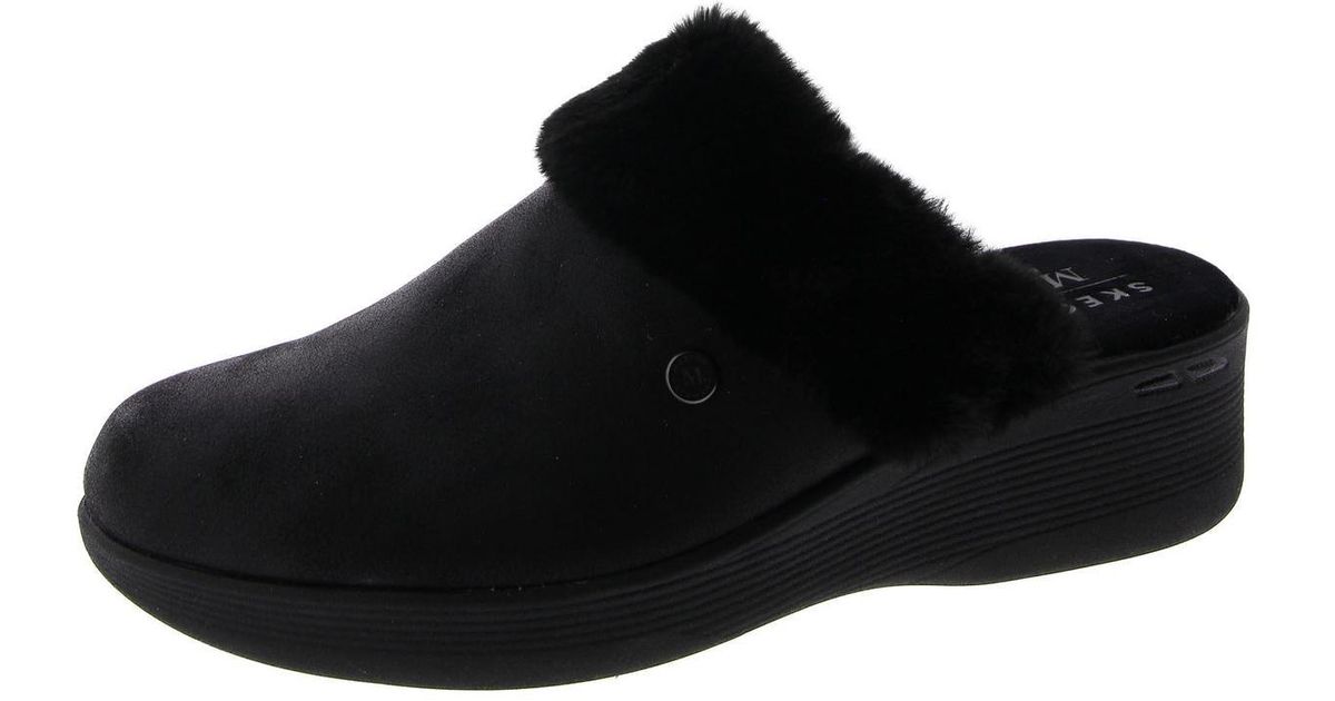 Skechers Cozy High Faux Leather Round Toe Clogs in Black | Lyst