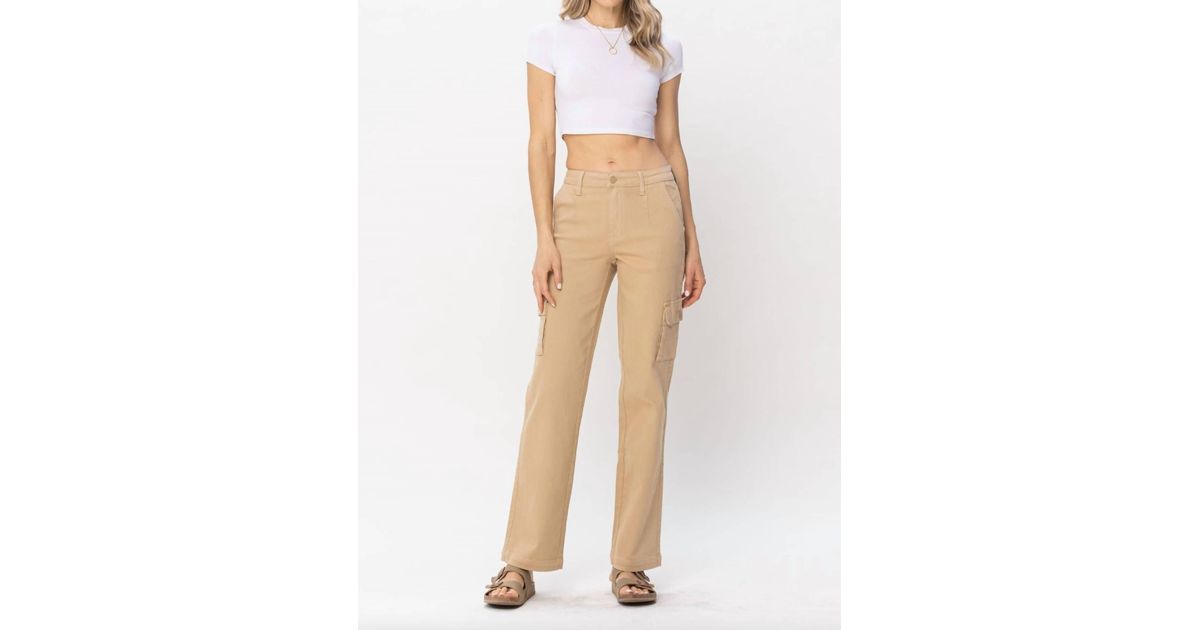 Judy Blue Cargo Straight Leg Pants in White | Lyst