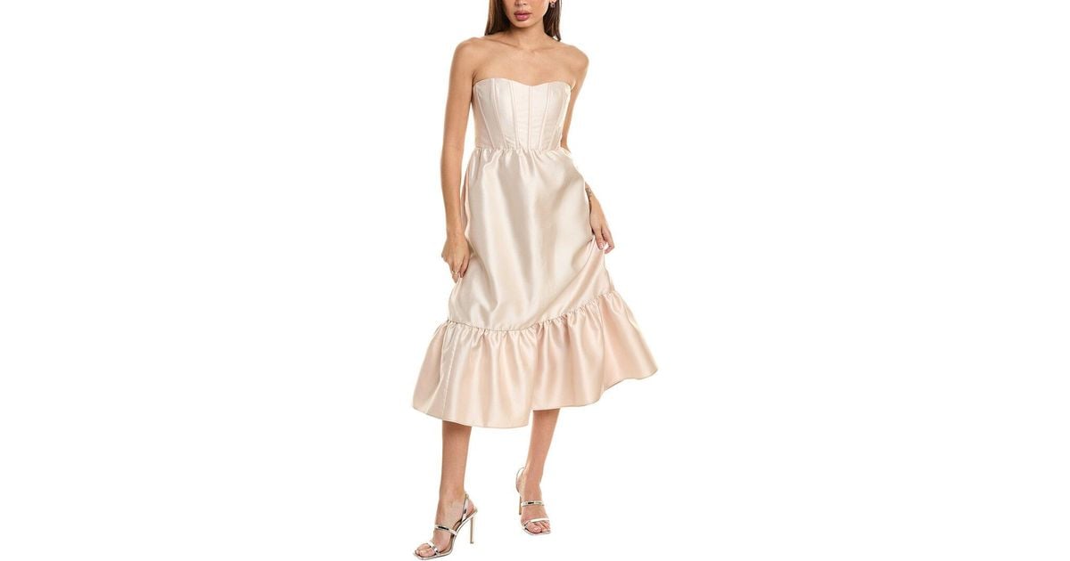 The Dessy Group Dessy Collection Midi Corset Dress in Natural | Lyst