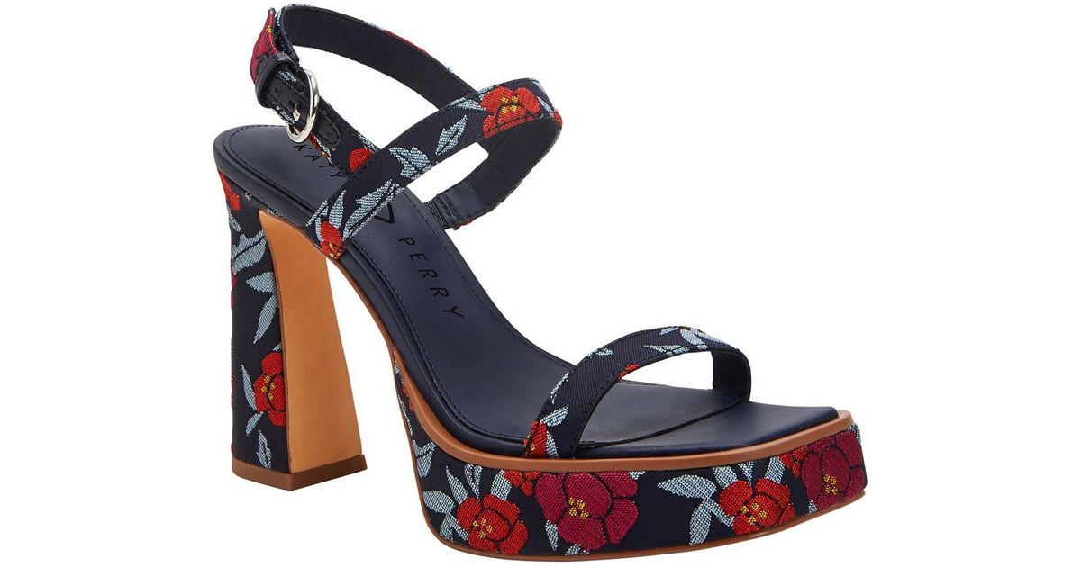 Katy Perry The Steady Floral Print Jacquard Heels in Blue | Lyst