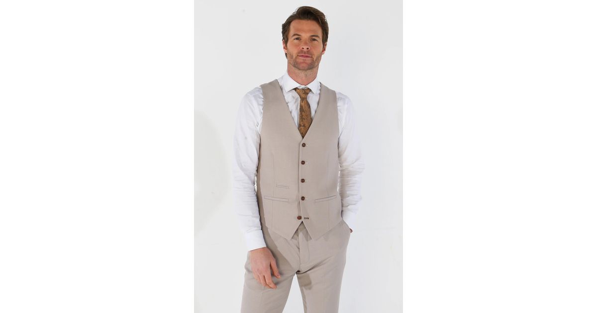 Paul Andrew Mayfair Birdseye Stone Waistcoat Wedding Prom Attire in ...