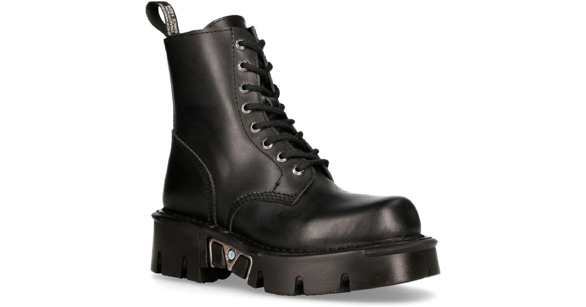 New Rock Gothic Military Biker Boots- Mili084N-S3 in Black | Lyst