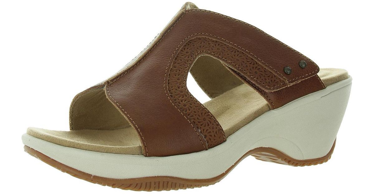 Halsa Cassandra Adjustable Leather Wedge Sandals in Brown | Lyst