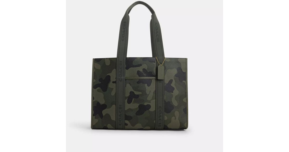 COACH Large Smith Tote Bag With Camo Print in Black | Lyst