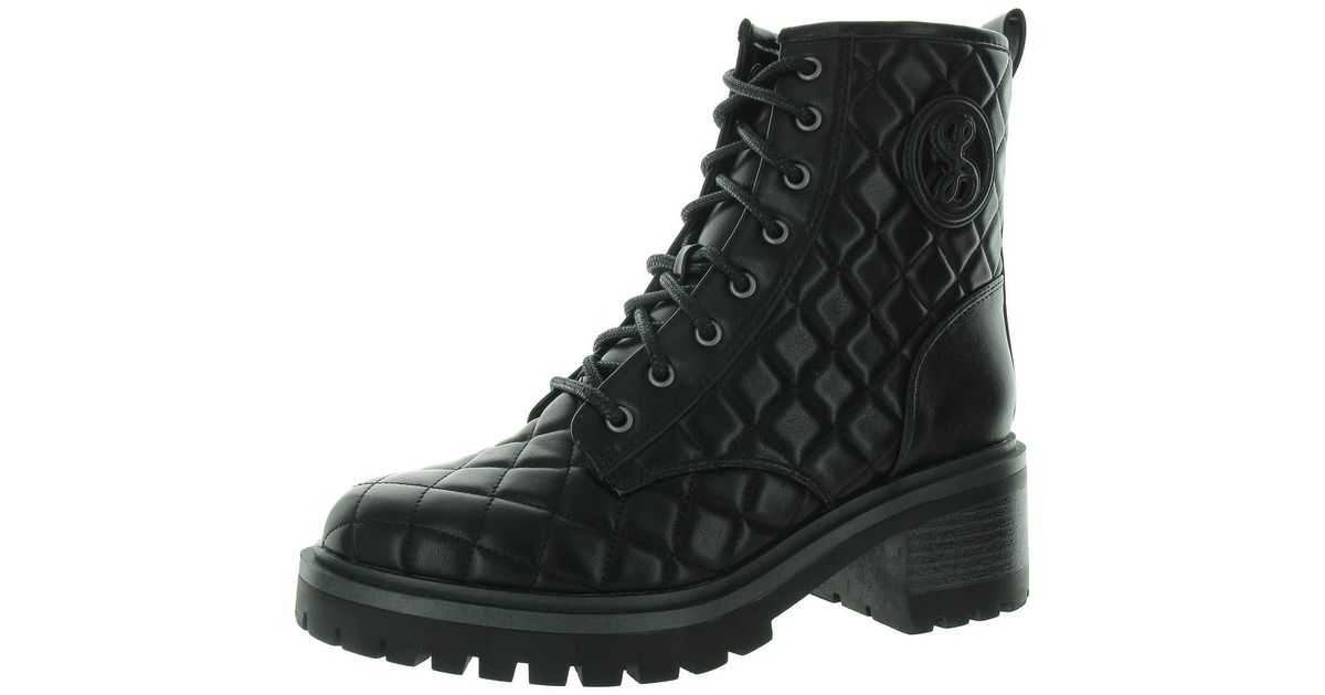 Sam & Libby Otis Block Heel Lug Sole Combat & Lace-Up Boots in Black | Lyst