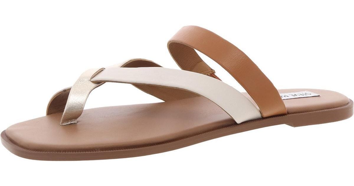 Steve Madden Kai Toe Loop Leather Slide Sandals in Brown | Lyst