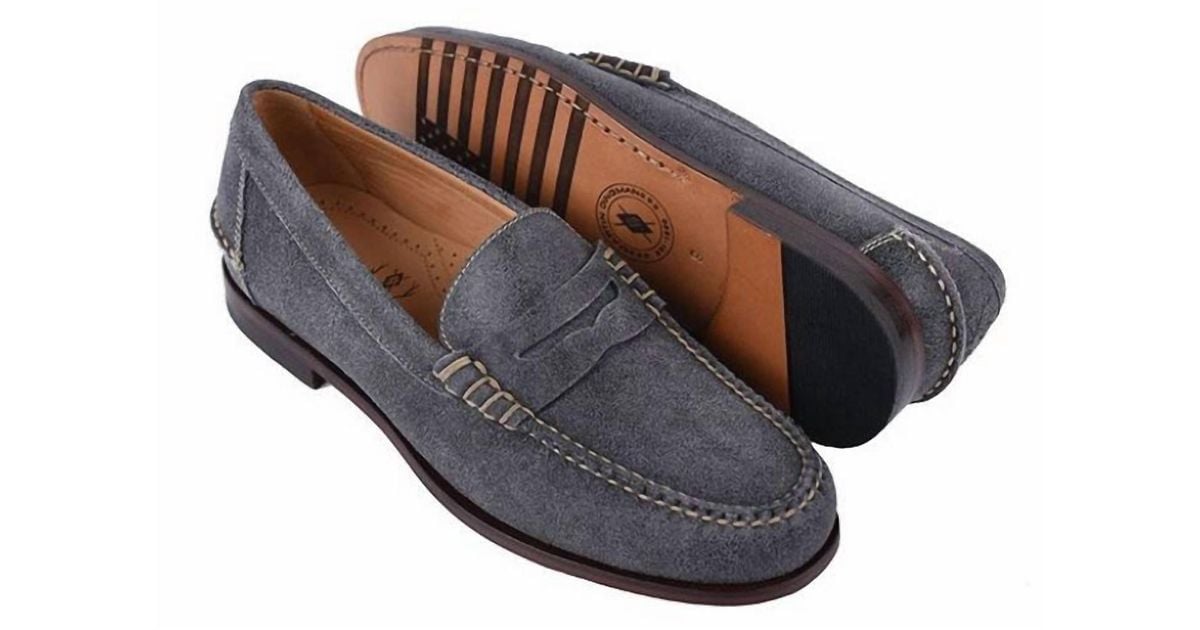 Martin Dingman Distressed Suede Penny Loafers in Black for Men | Lyst