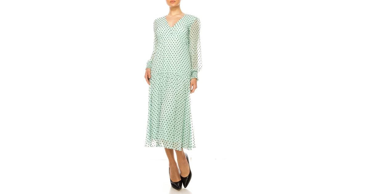 Maison Tara Long Sleeve Empire Waist Maxi Dress in Green | Lyst