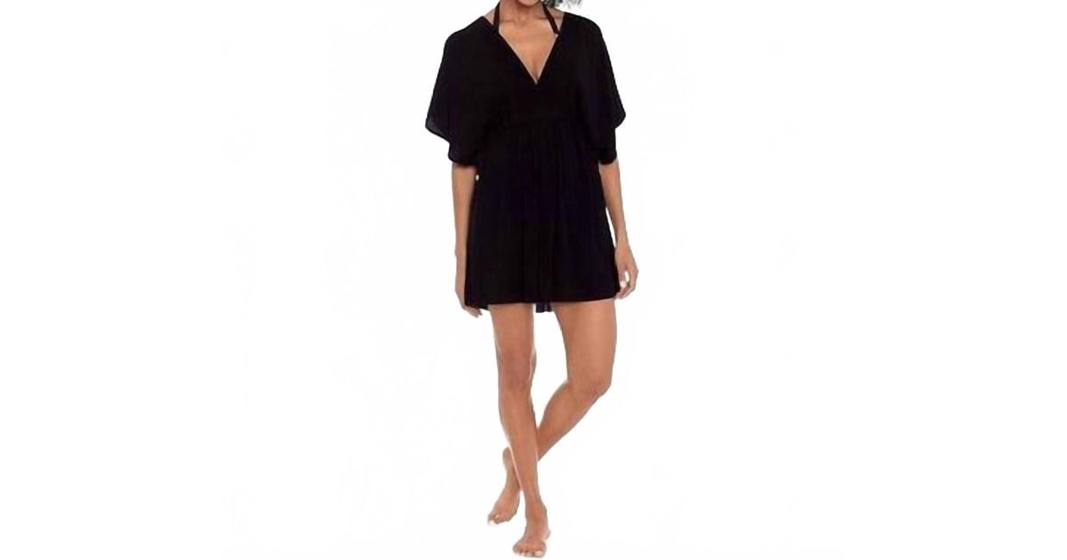 Ralph Lauren Crushed Tunic Cover Up Dress in Black | Lyst