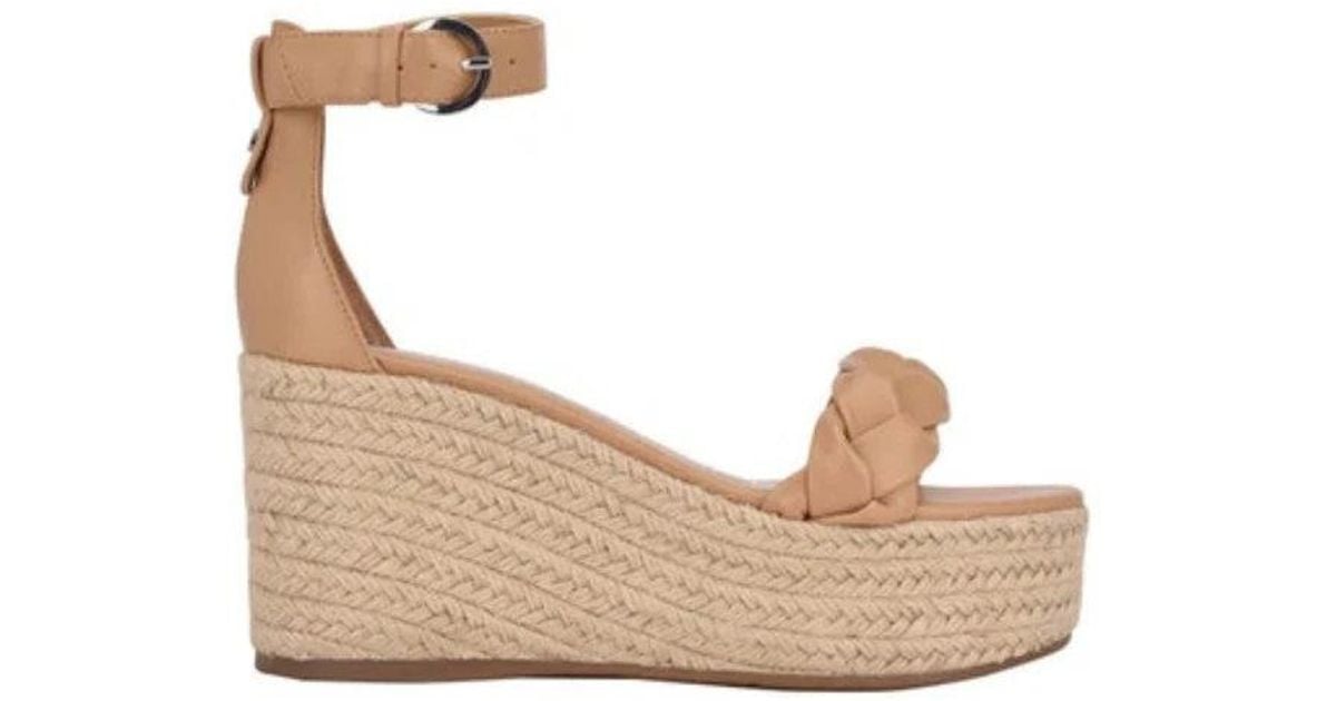 Calvin Klein Thea Wedged Sandals Light Natural Ankle Strap Rhs6364 | Lyst