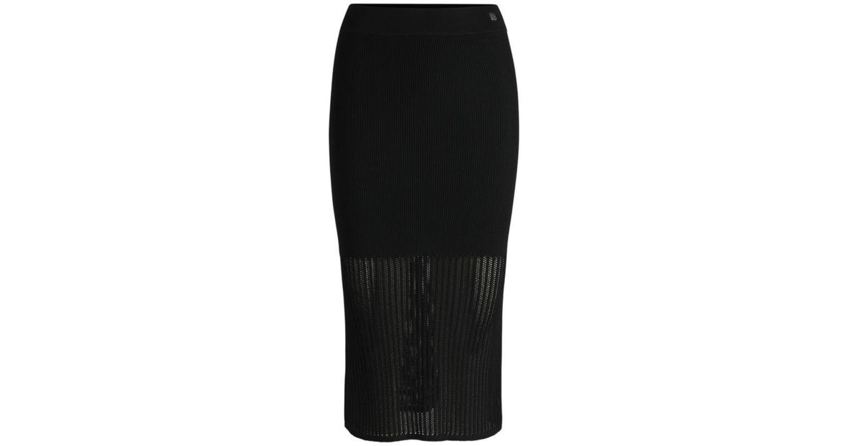 HUGO Tube Skirt With Sheer Crochet Structure in Black | Lyst