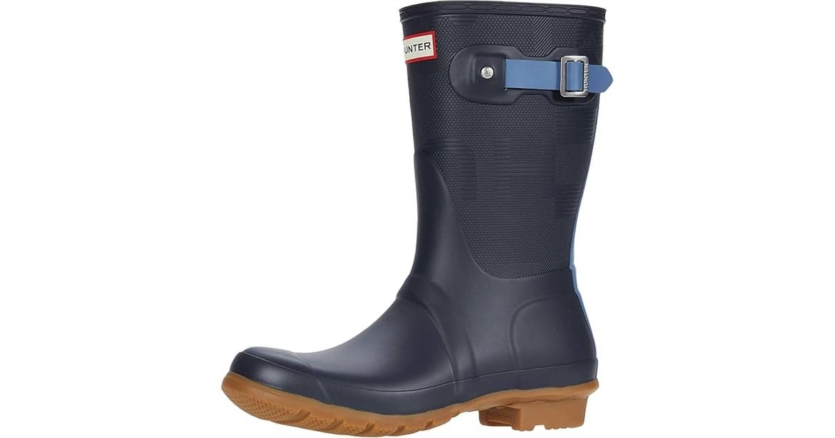 HUNTER Original Short Exploded Logo Boots in Blue | Lyst