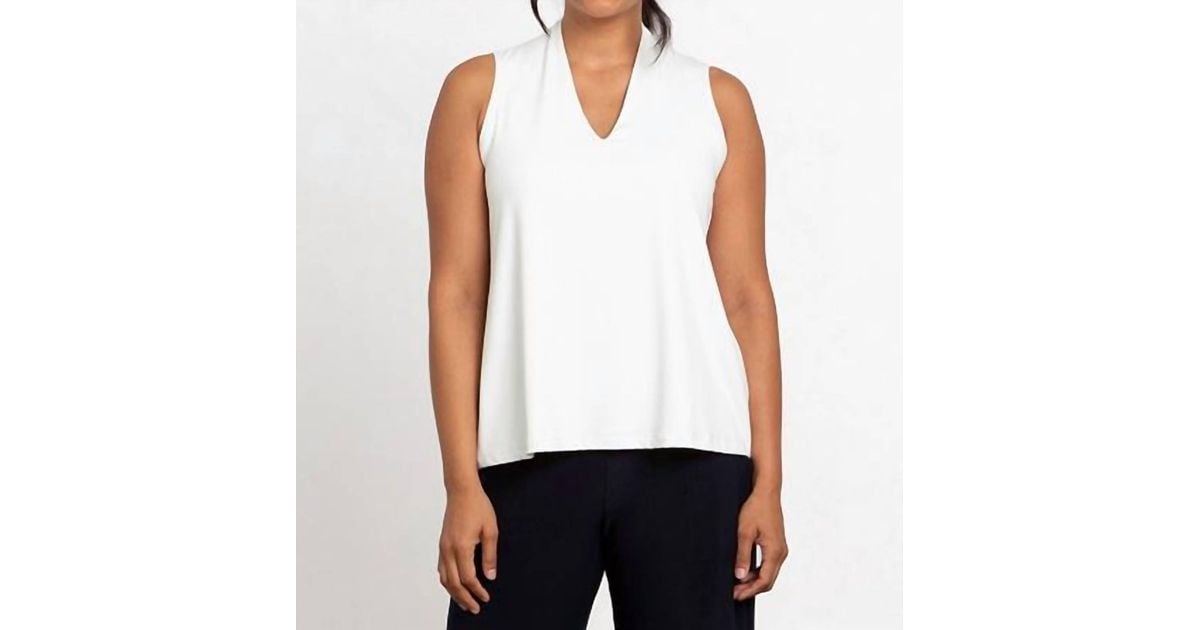 Sympli Deep V Trapeze Tank in White | Lyst